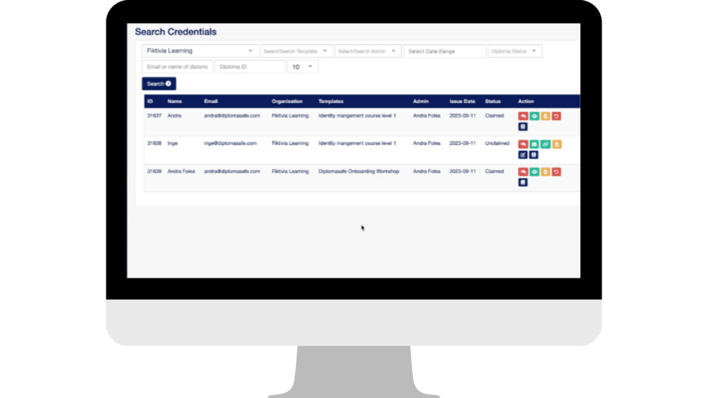 Managing credentials - Diplomasafe